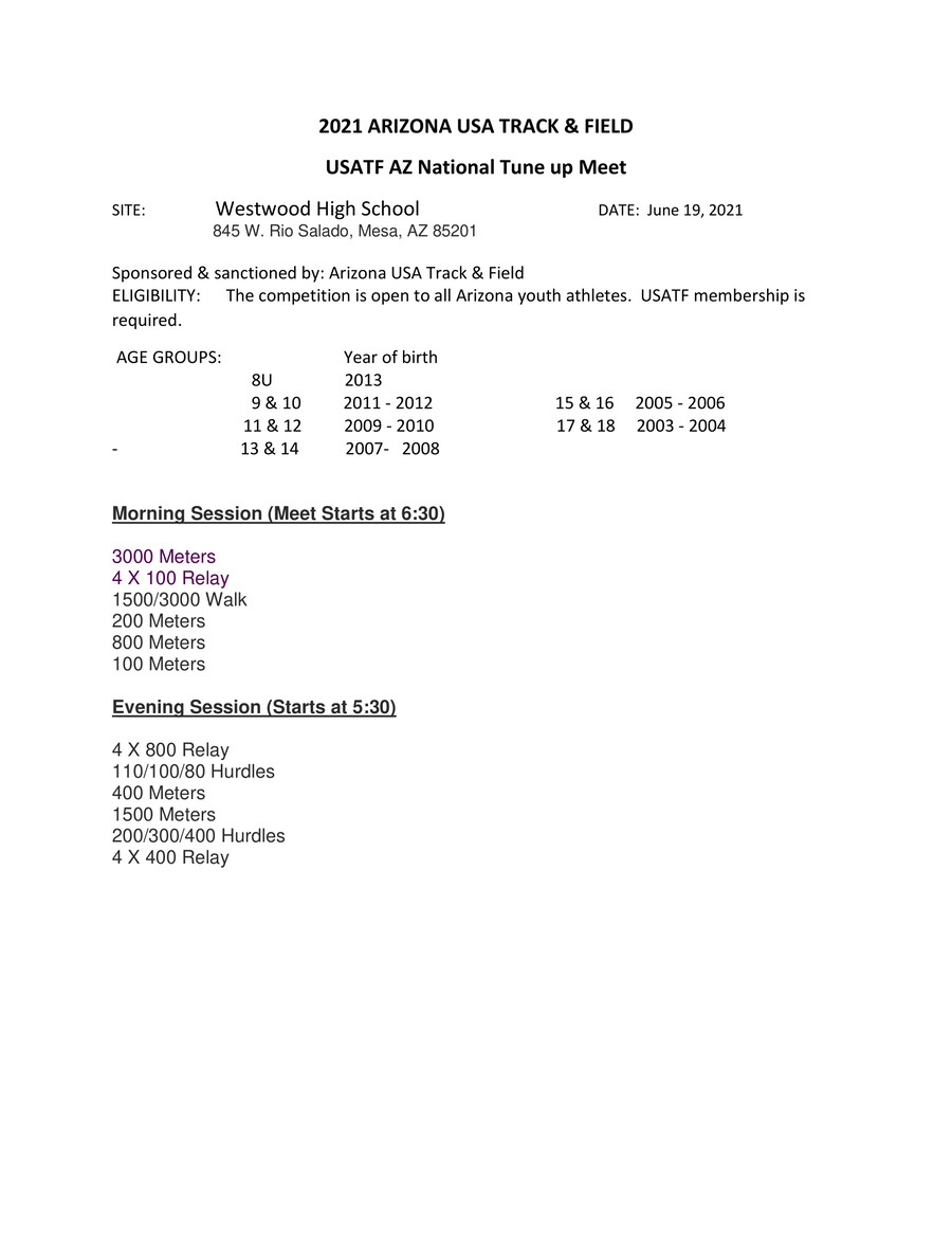 June_19_2021_USATF_AZ_Schedule (1) by David Webmaster - Flipsnack