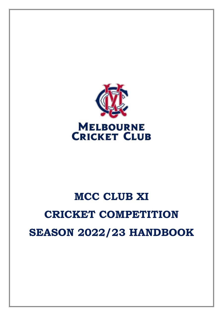 MCC Club XI Competition Handbook 2022-23 by melbournecricketclub ...
