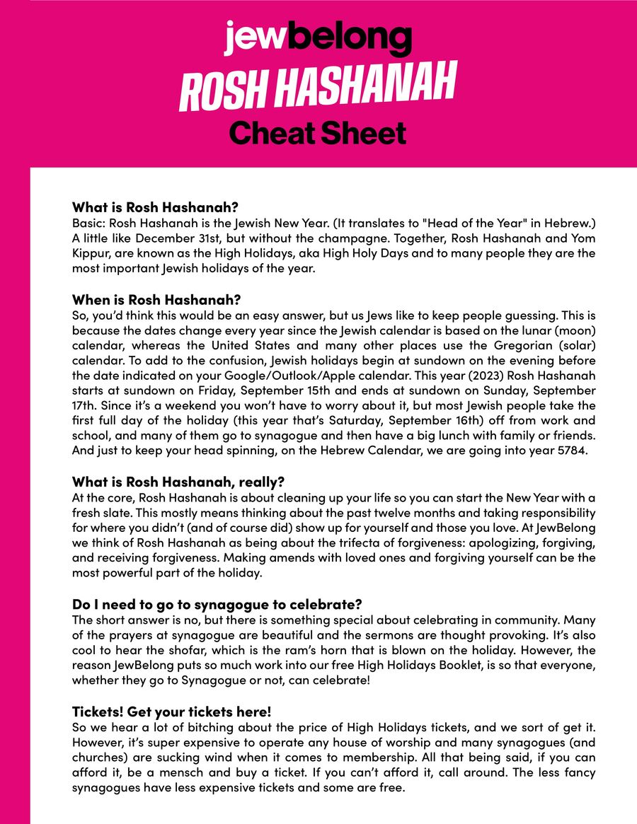 Rosh Hashanah Cheat Sheet by JewBelong - Flipsnack