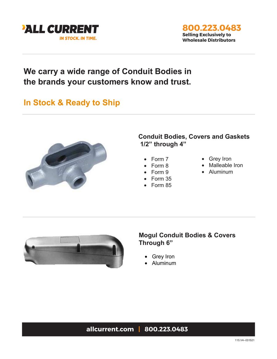 Conduit Bodies by All Current...