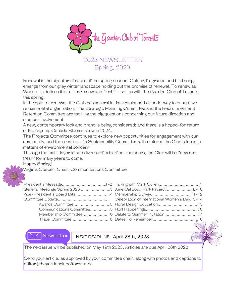 2023 - The Garden Club of Toronto - Spring Newsletter by The Garden ...