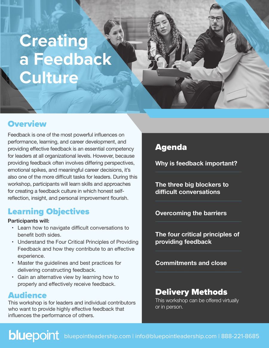 Bluepoint Creating a Feedback Culture Workshop by HCI - Flipsnack