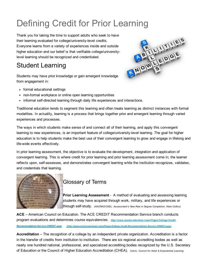 Prior Learning Assessment Basics by Brenda Perea - Flipsnack