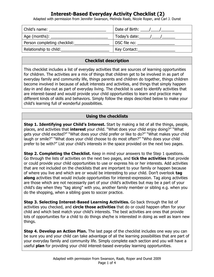 Interest Checklist 2: Dunst Australian by ECIA - Flipsnack
