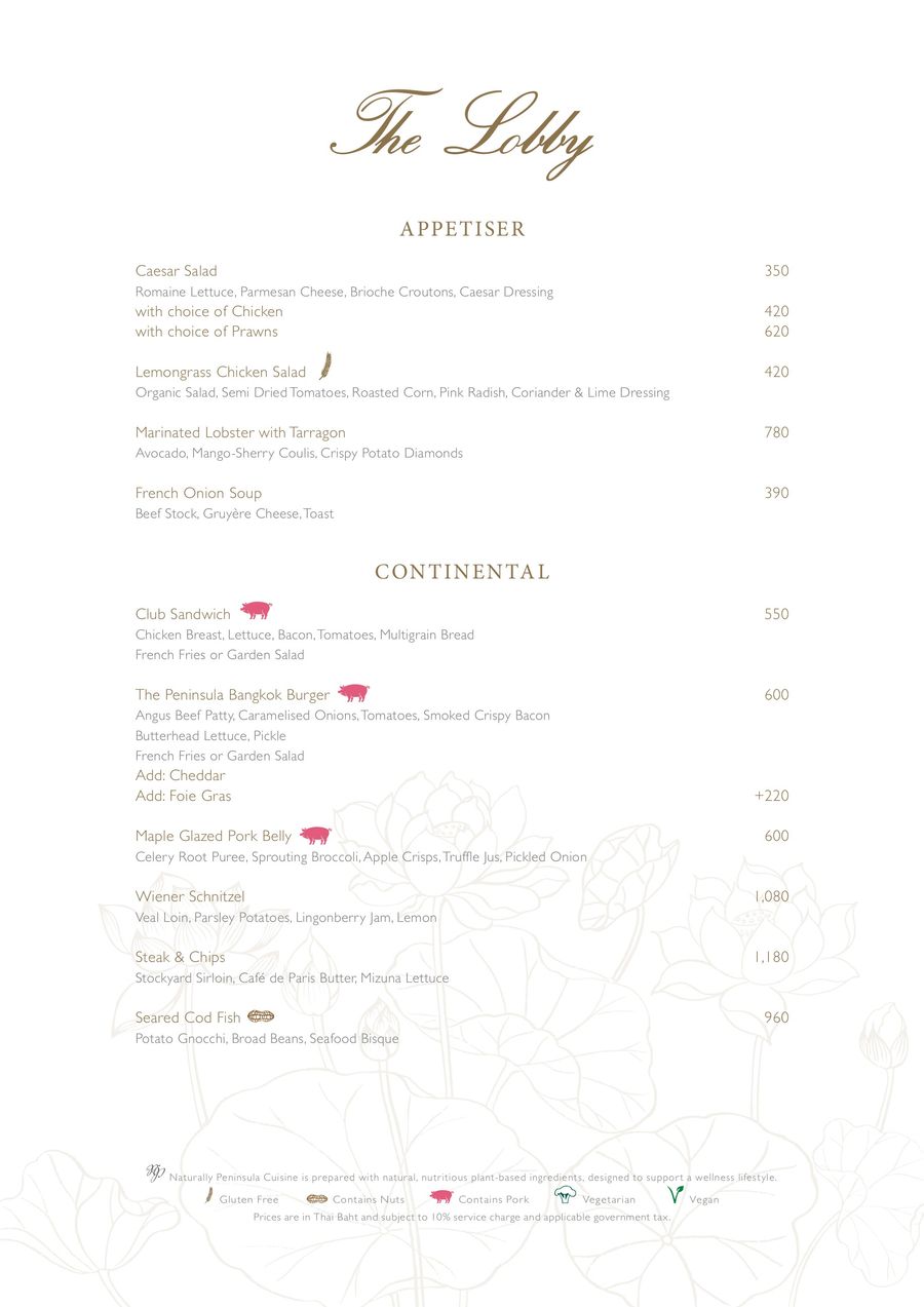 The Lobby A La Carte Menu By The Peninsula Flipsnack