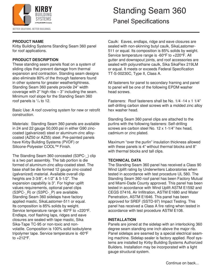 SS360 Panel Specifications by kirbybuildingsystems - Flipsnack