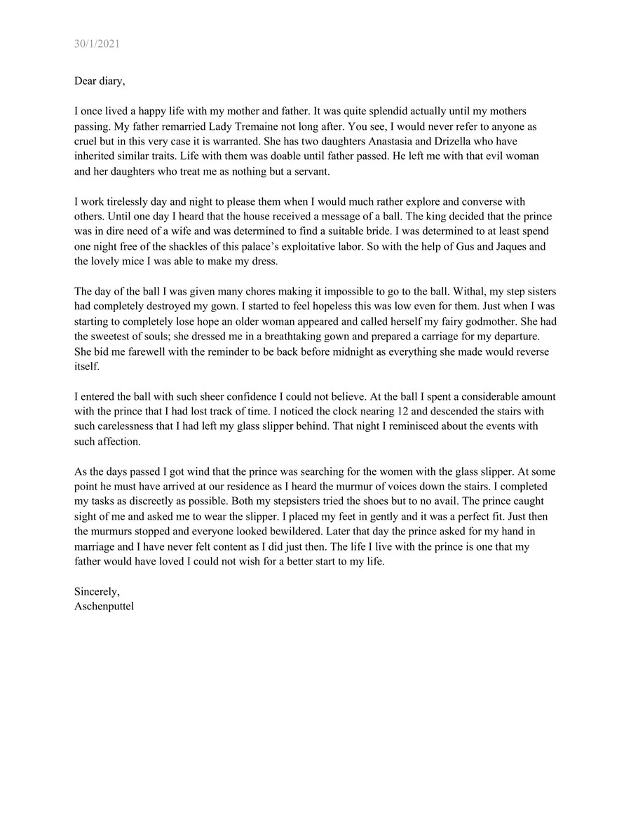 Cinderella Diary Entry by Reema - Flipsnack