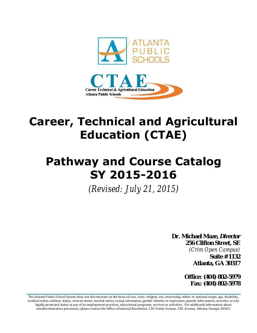APS CTAE OCR Compliance Review - CTAE Pathway and Course Catalog by ...