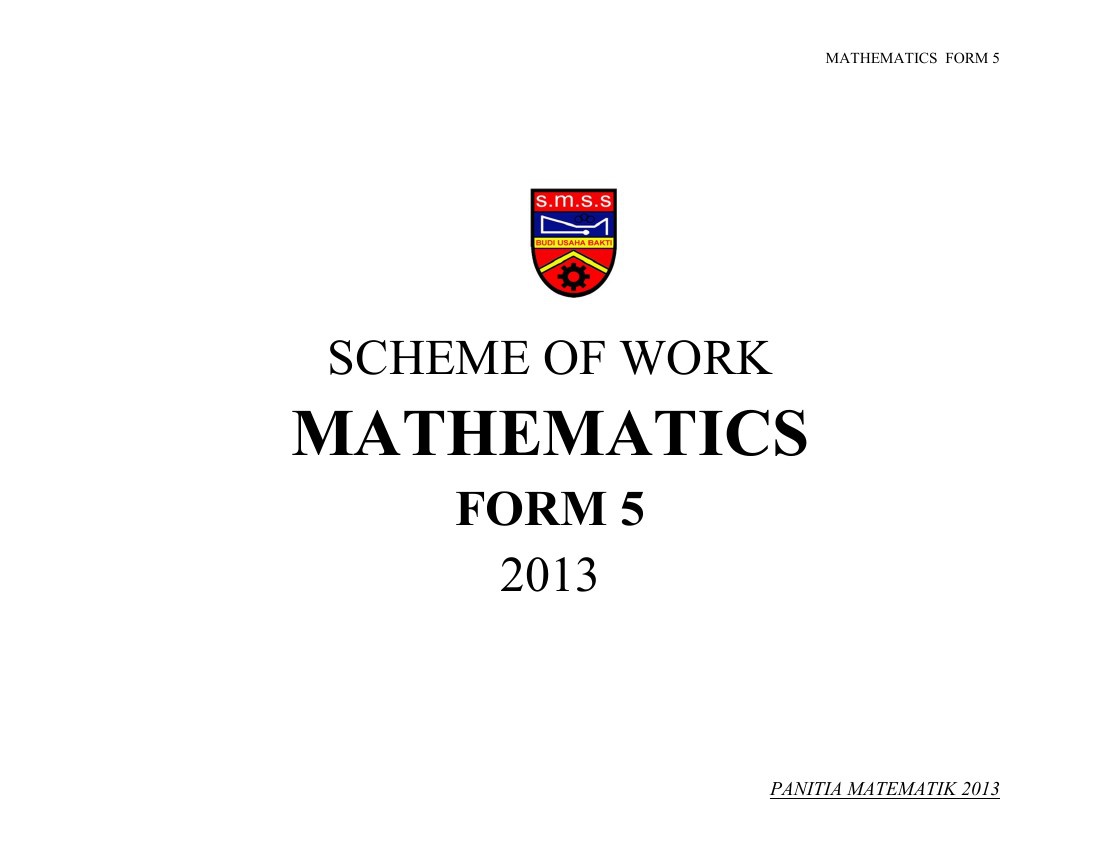 SCHEME OF WORK - FORM 5 by kparman - Flipsnack