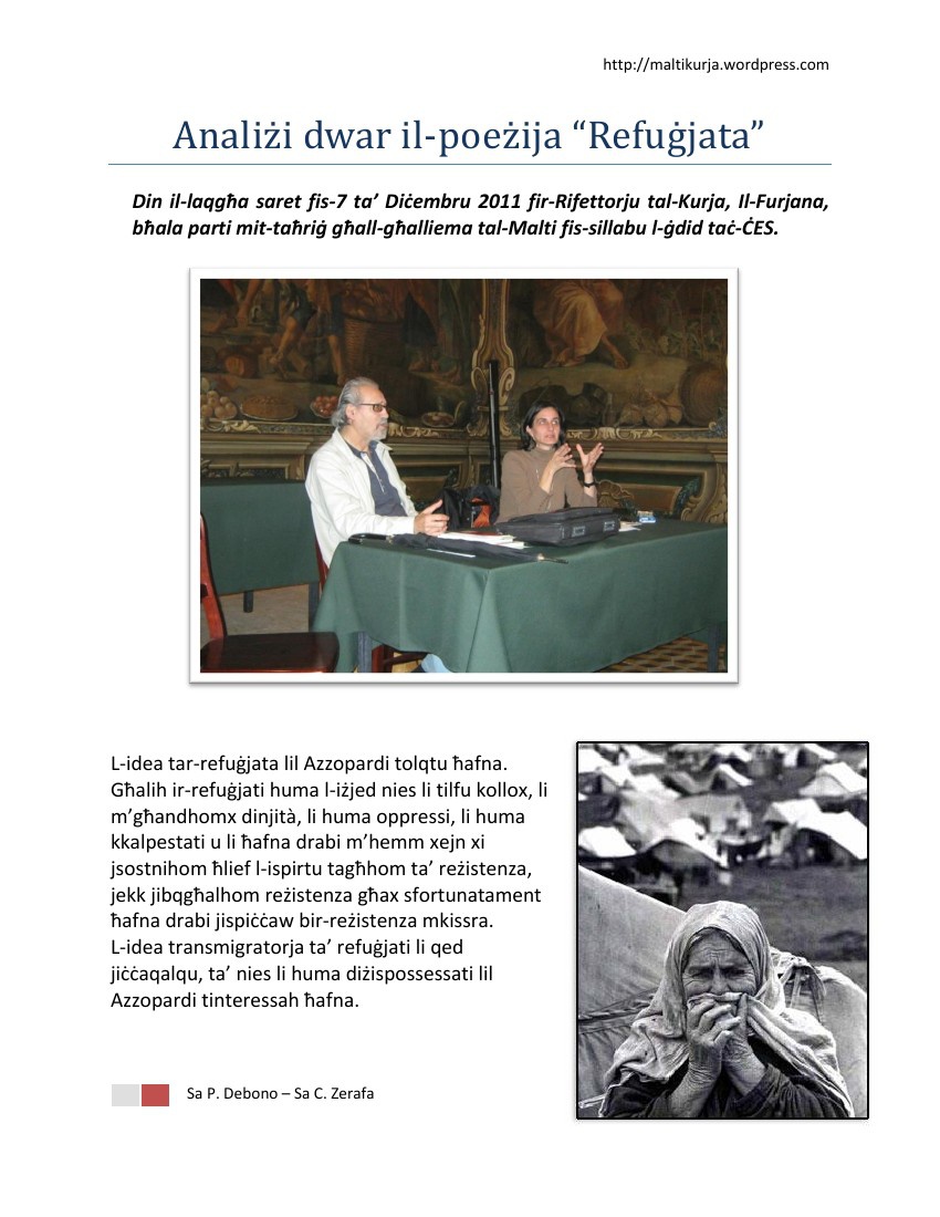 Refuġjata - Analiżi ta' Mario Azzopardi by maltikurja - Flipsnack