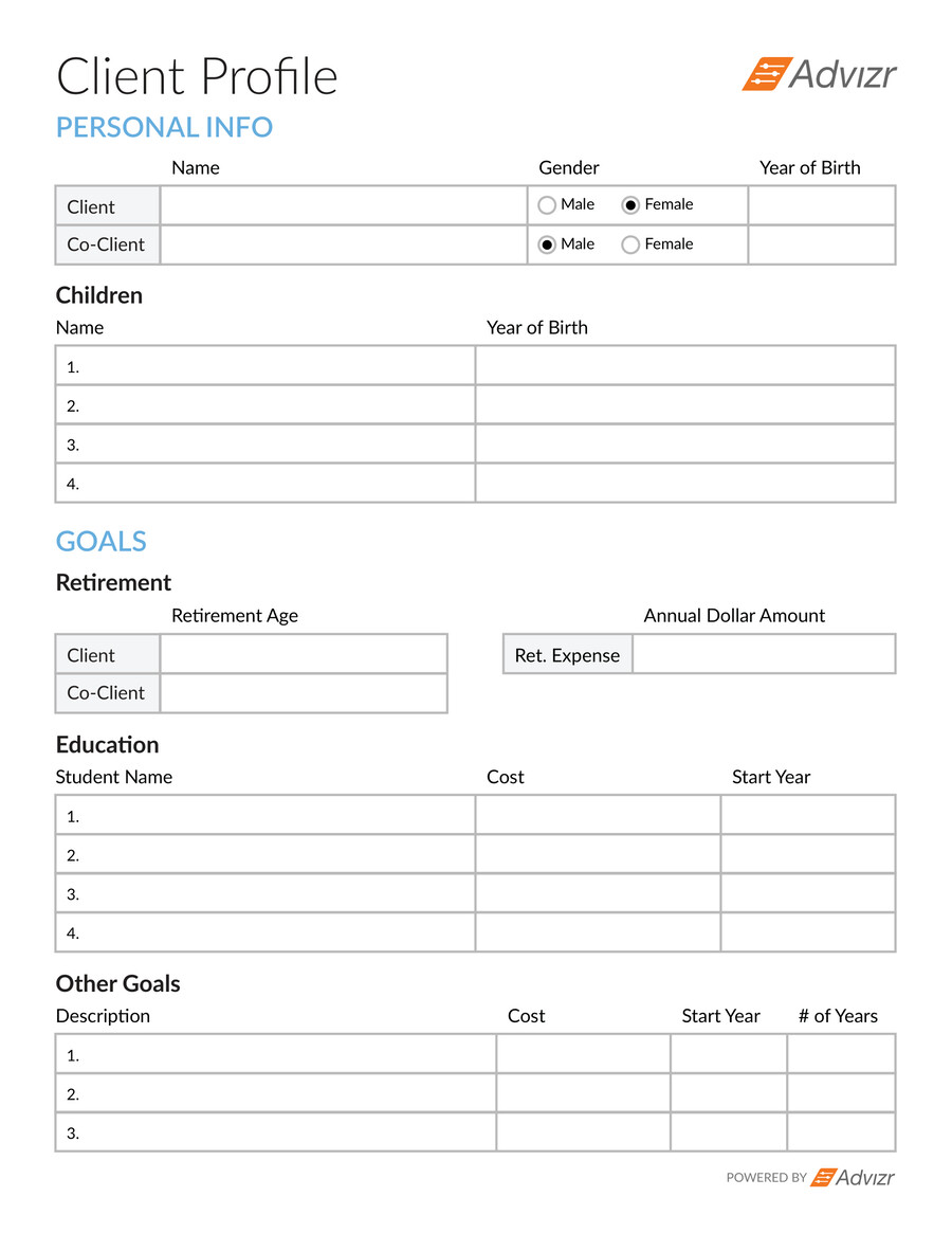 Advizr_Questionnaire_Fillable & SAMPLE PLAN by Roxanna M Guinan - Flipsnack