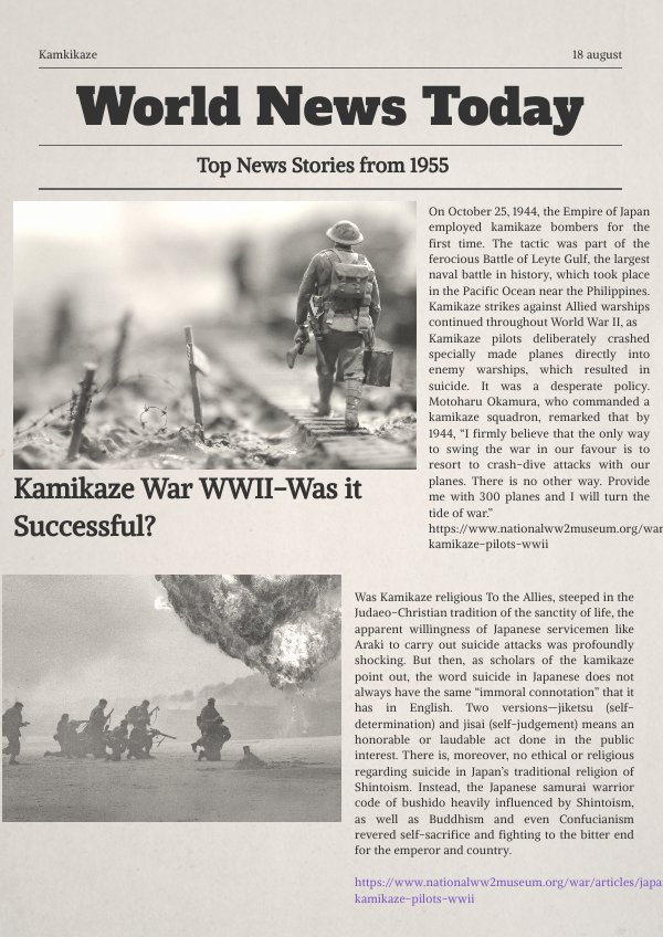 What was the backstory of the Kamikaze related to WW2 by Brayden Lim ...