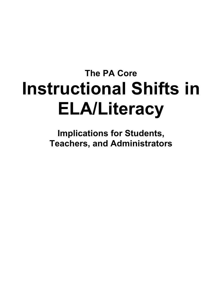 Instructional Shifts of the PA Core Standards by Johnna - Flipsnack
