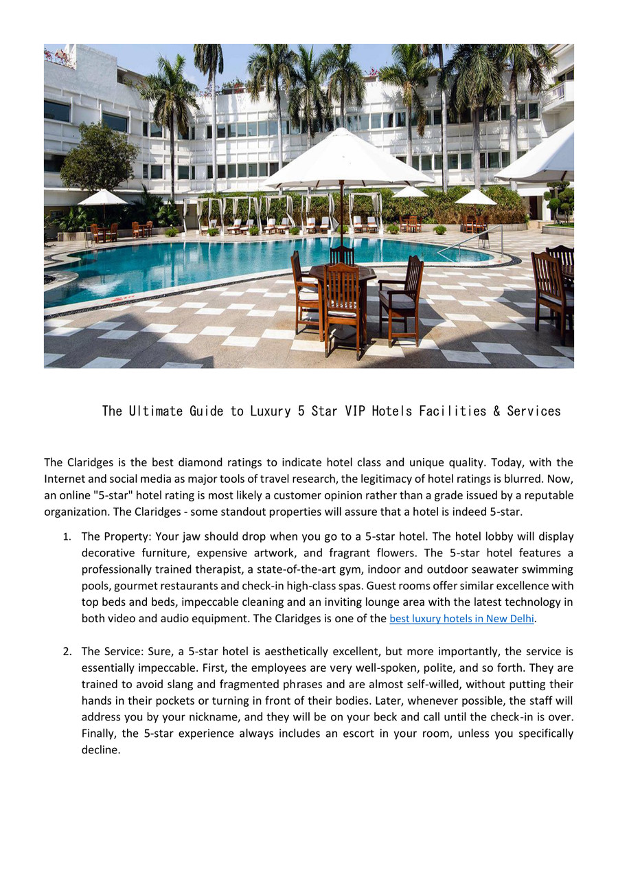 The Ultimate Guide to Luxury 5 Star VIP Hotels Facilities by The ...