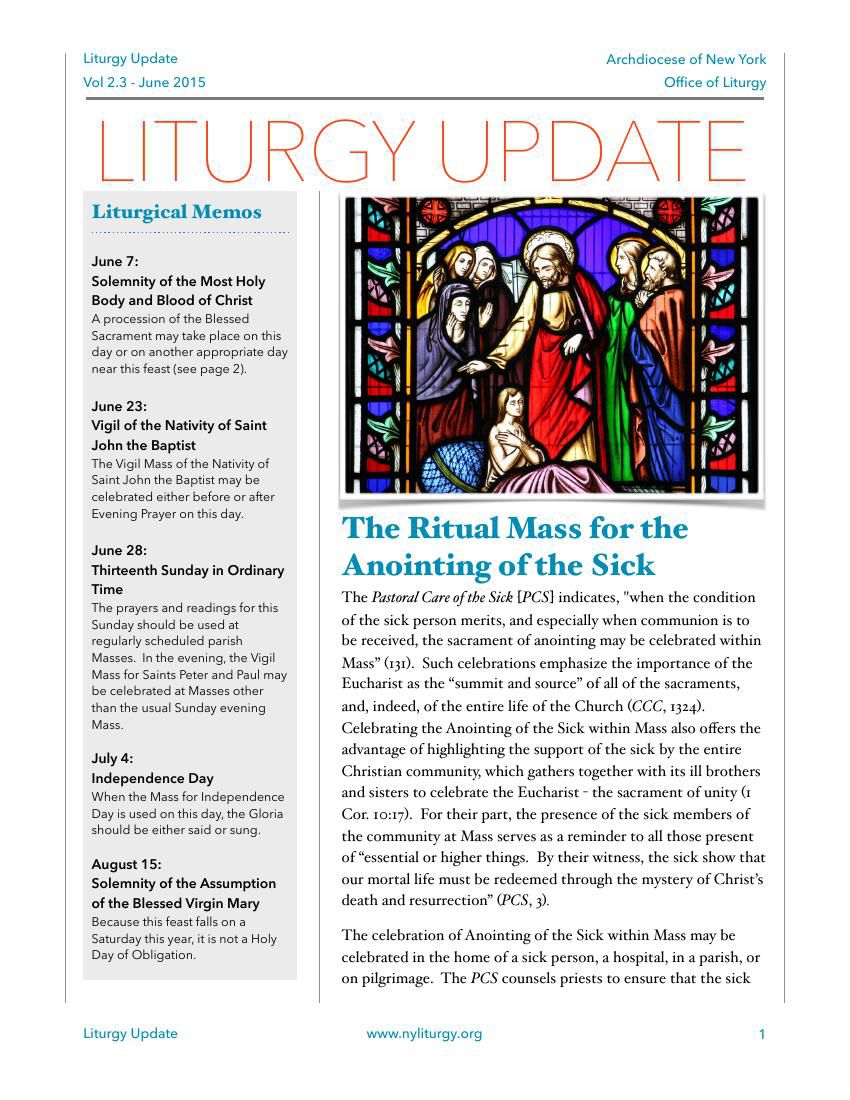Liturgy Update June 2015 by nyliturgy - Flipsnack