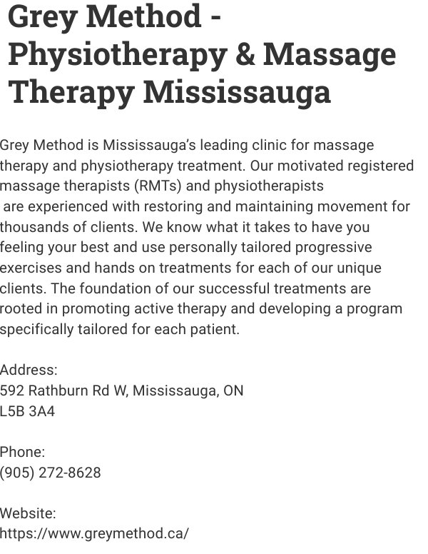 Grey Method - Physiotherapy & Massage Therapy Mississauga by Grey ...
