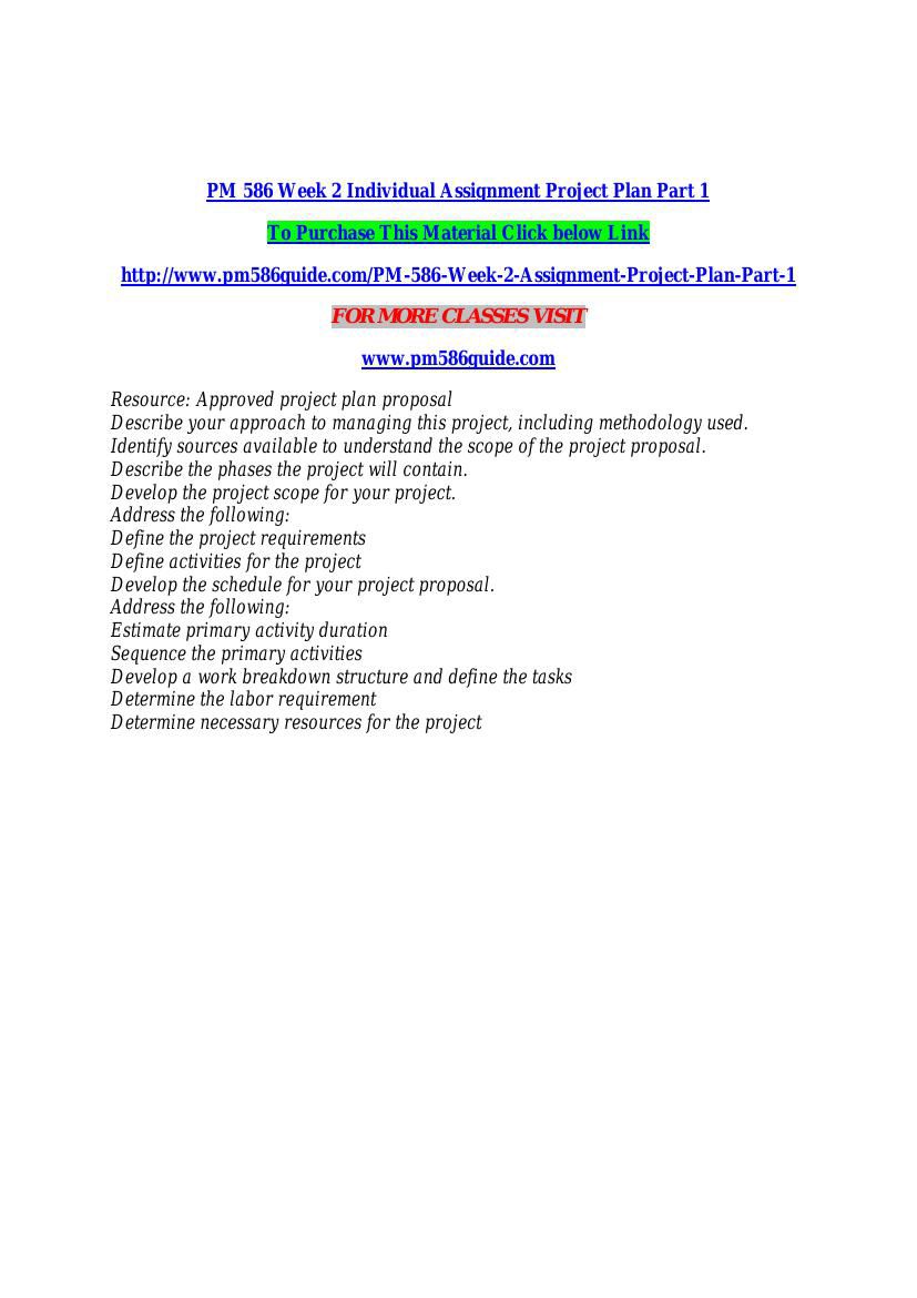 PM 586 Week 2 Individual Assignment Project Plan Part 1 by pulseg - Flipsnack