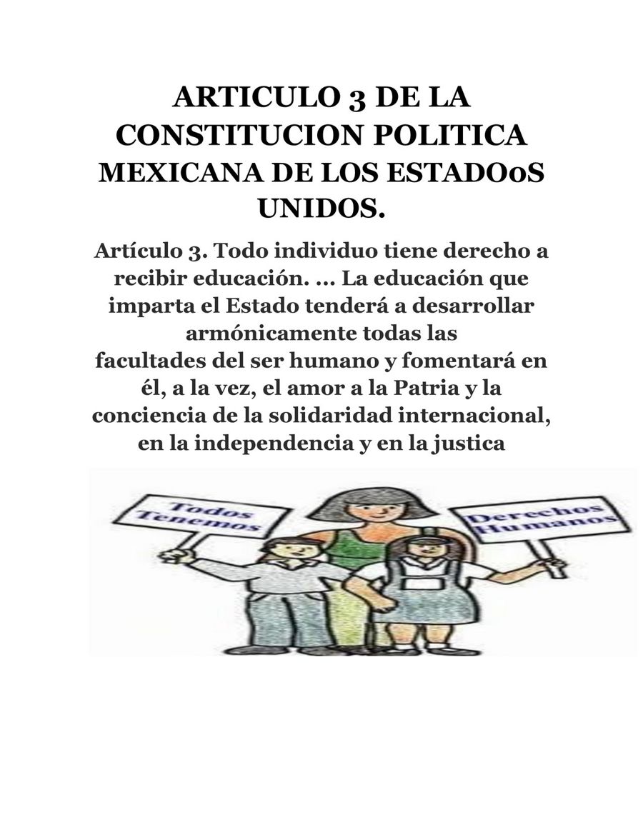 ARTICULO 3 DE LA CONSTITUCION POLITICA MEXICANA DE LOS ESTADO0S by ...