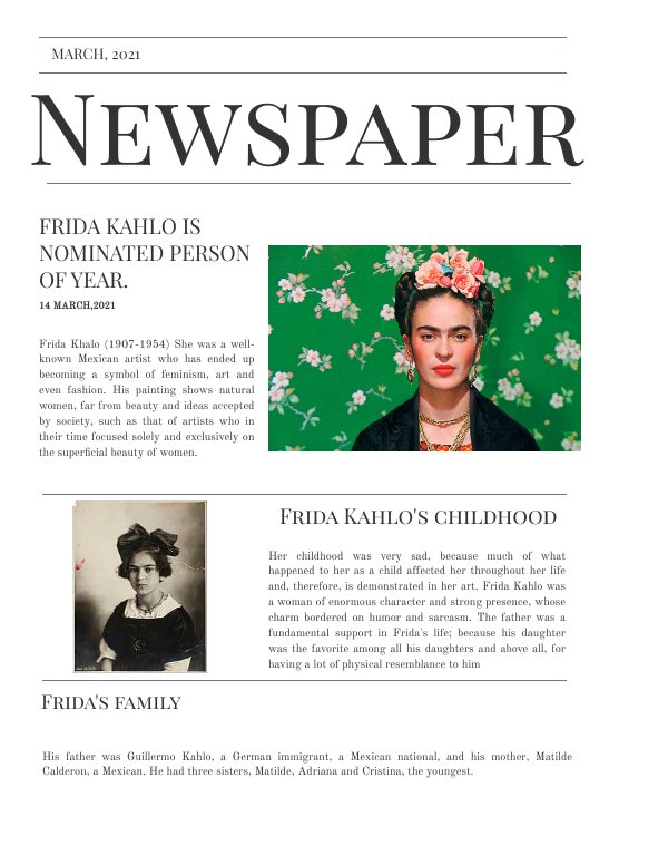 Frida khalo, newspaper by MARÍA... - Flipsnack