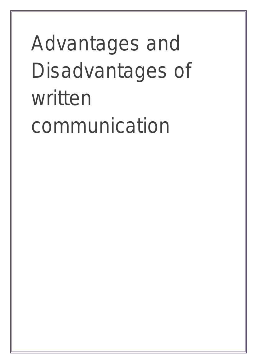 Advantages and Disadvantages of written communication by Administrator ...