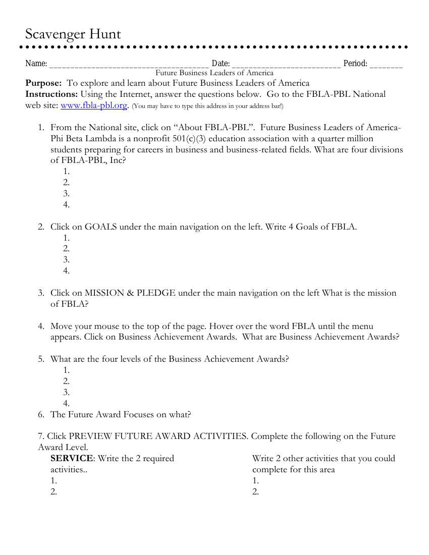 FBLA Internet Scavenger Hunt by 9768E987C6F - Flipsnack