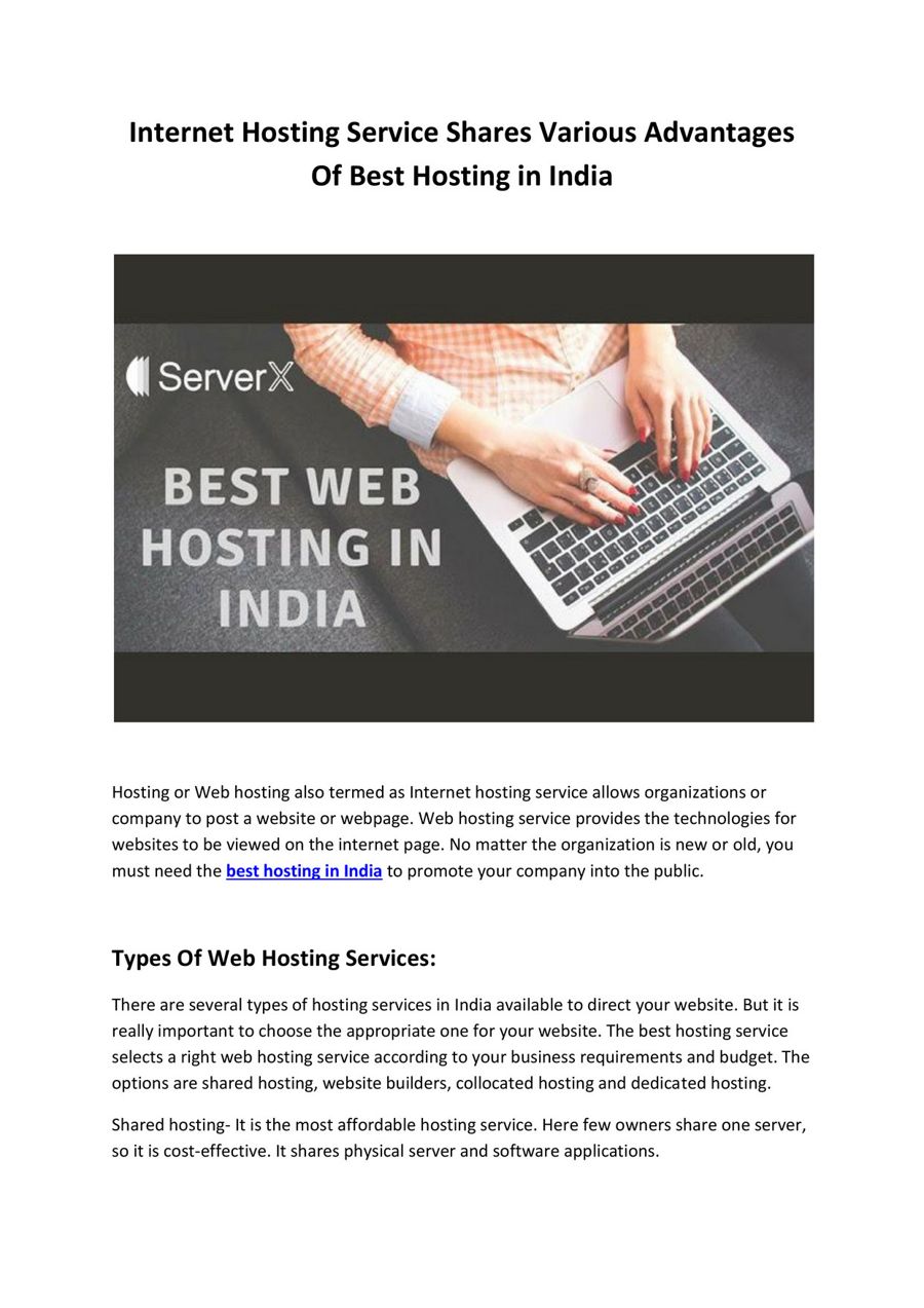 Internet Hosting Service Shares Various Advantages Of Best H by ServerX ...