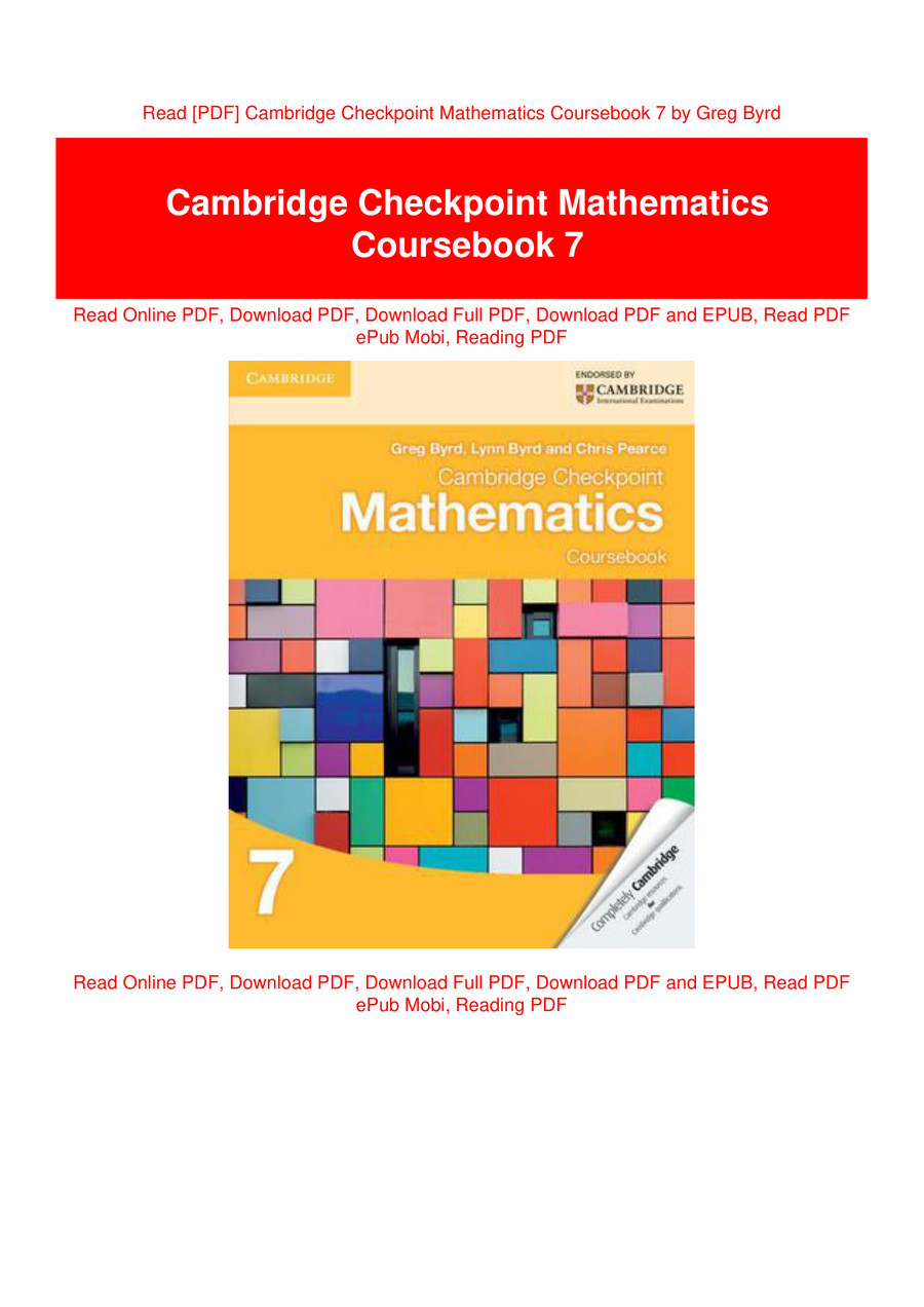 Read [PDF] Cambridge Checkpoint Mathematics Coursebook 7 by Greg by ...