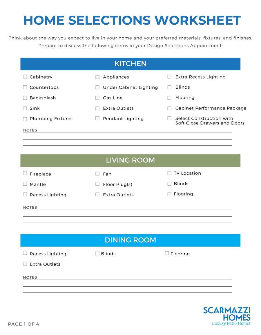 Home Selections Worksheet by Scarmazzi Homes - Flipsnack