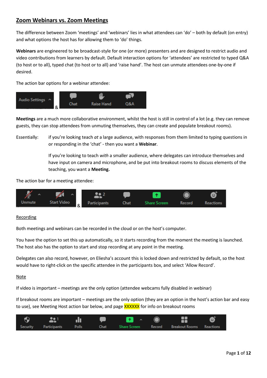 Zoom- Webinars vs Meetings and Scheduling Guide by andy burton - Flipsnack