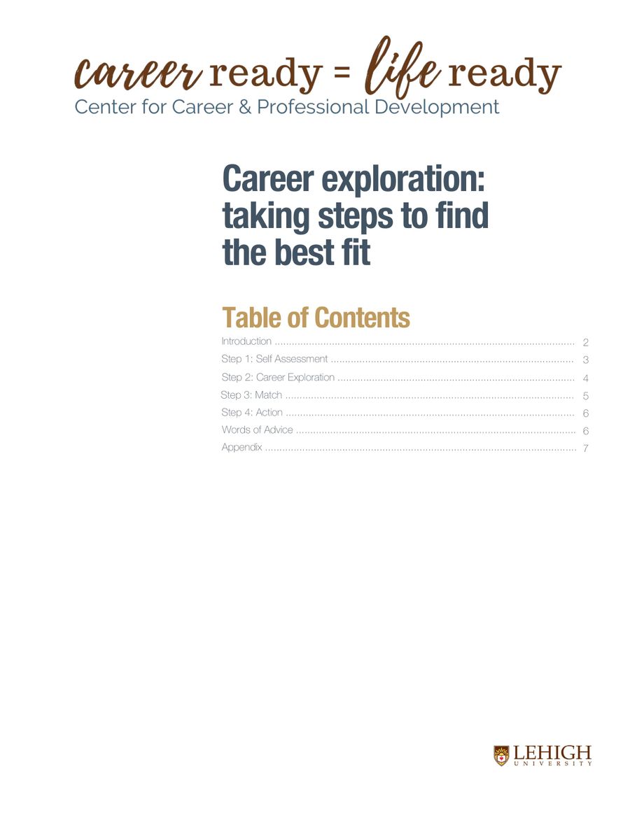 Career Exploration Guide (Revised Summer 2022) by Center for Career ...