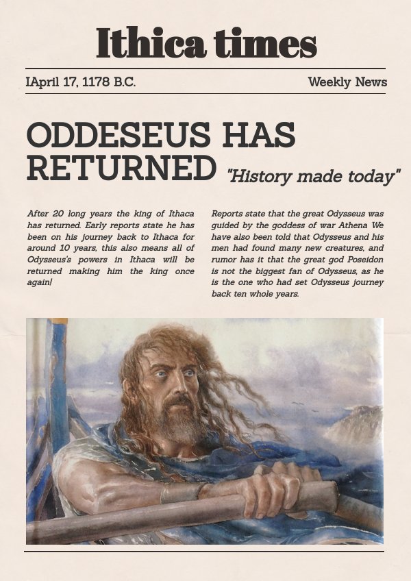 Odysseus's return newspaper cover by Speedy Sped - Flipsnack