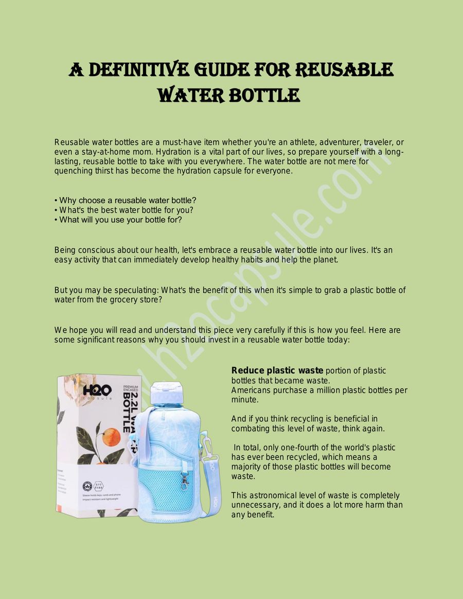 A Definitive Guide For Reusable Water Bottle by H2O Capsule - Flipsnack