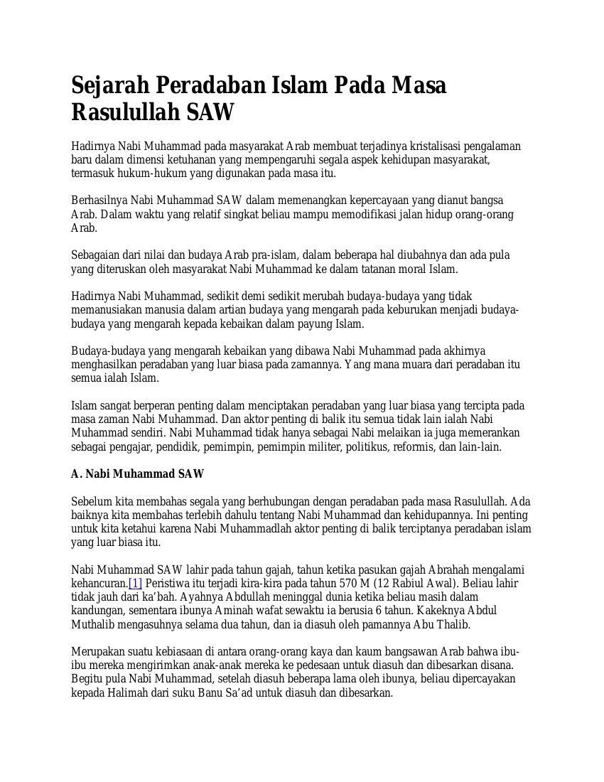 Sejarah Peradaban Islam Pada Masa Rasulullah SAW by Muchamad Azis ...