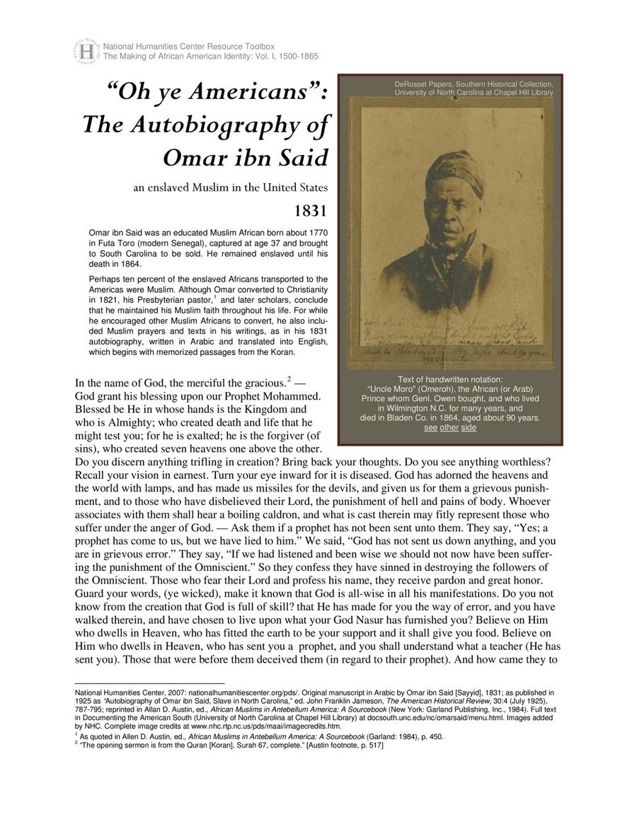 The Autobiography of Omar ibn Said by ibk18 - Flipsnack