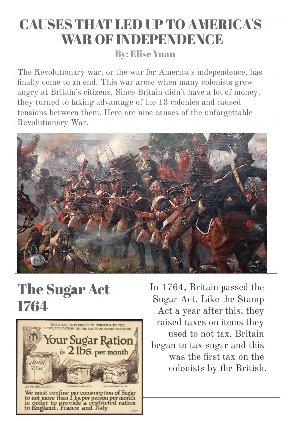 Causes of the Revolutionary War by Student Elise Yuan - Flipsnack
