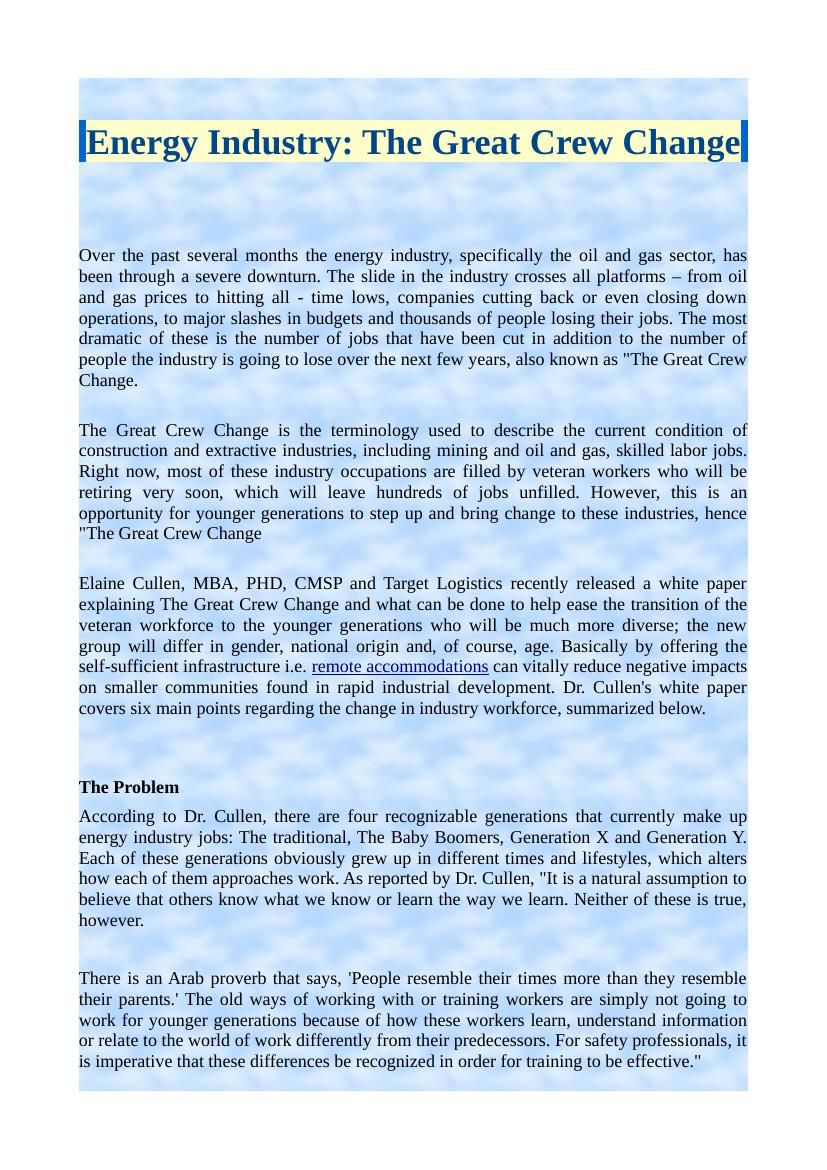 Energy Industry: The Great Crew Change by... - Flipsnack
