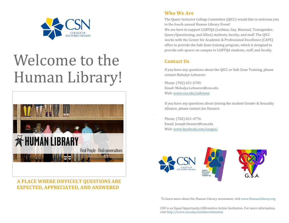 4th Annual CSN Human Library by CSN Human Library - Flipsnack