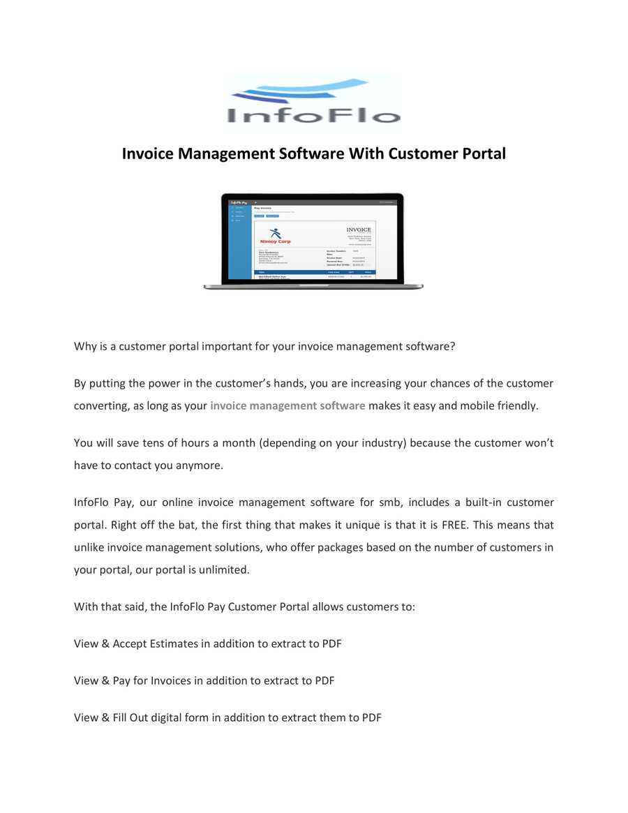 Online Invoice Management System | Invoice Processing | Info by InfoFlo Pay - Flipsnack