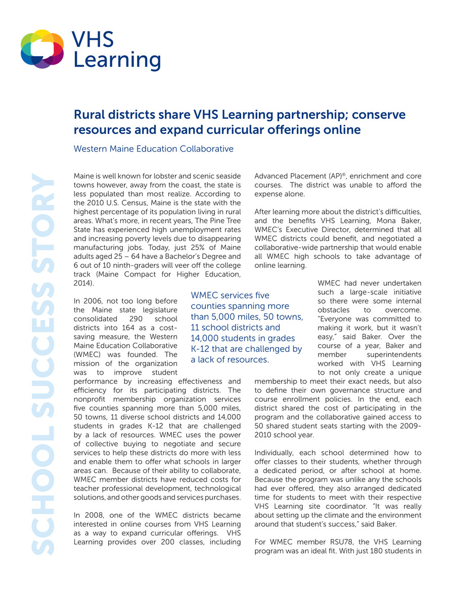 Case Study: Western Maine Education Collaborative by VHS Learning ...