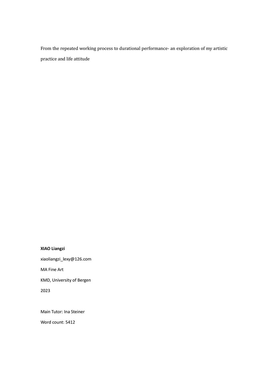 From the repeated working process to durational performance by Lexy ...