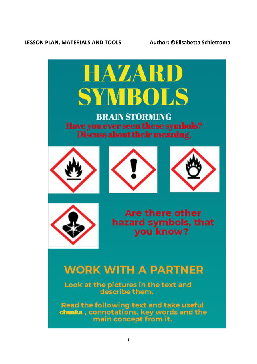 1 Hazard Symbol Lesson and Materials E Schietroma by elisanteroma ...