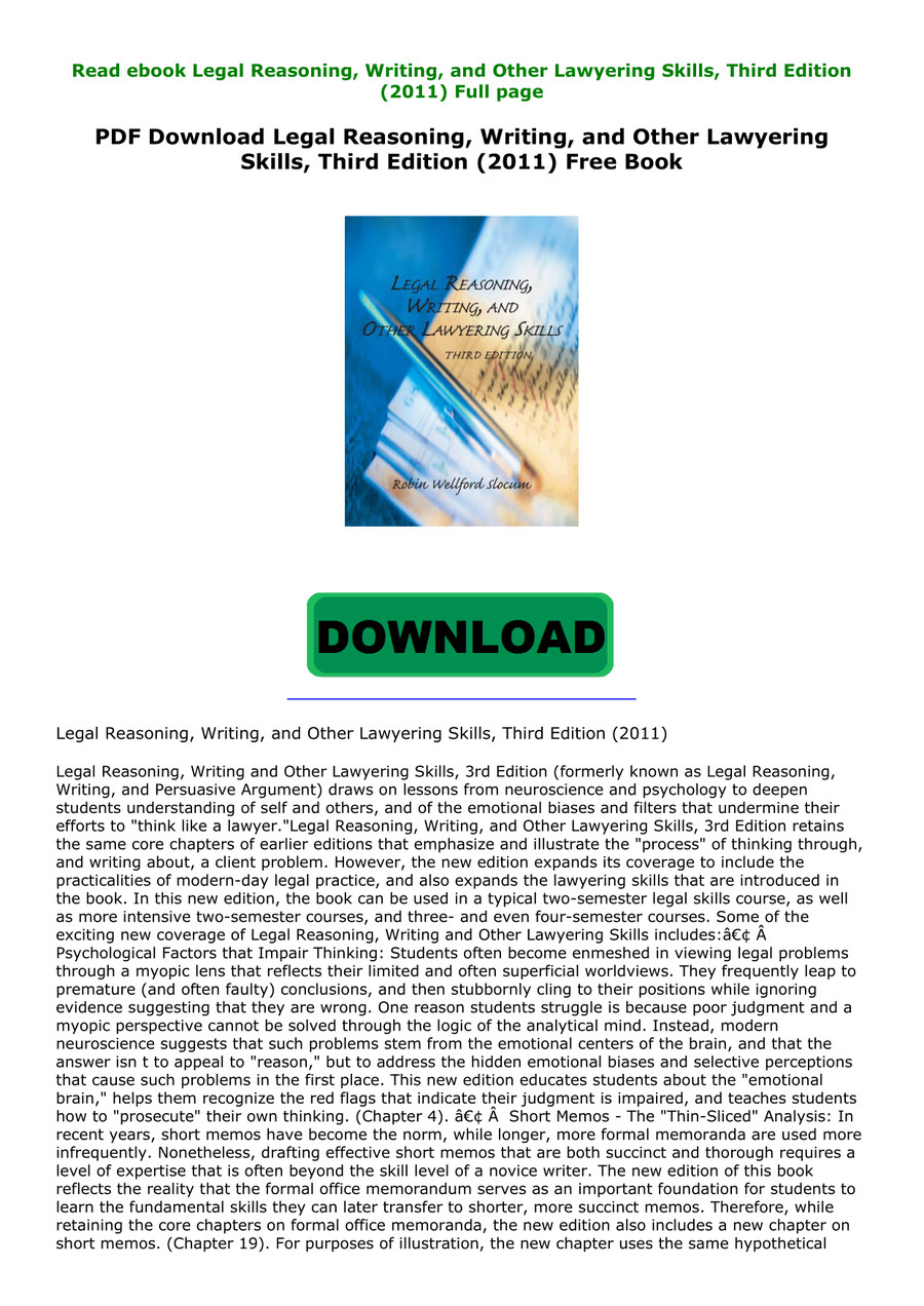 (PDF) Legal Reasoning, Writing, and Other Lawyering Skills, by hensikt ...