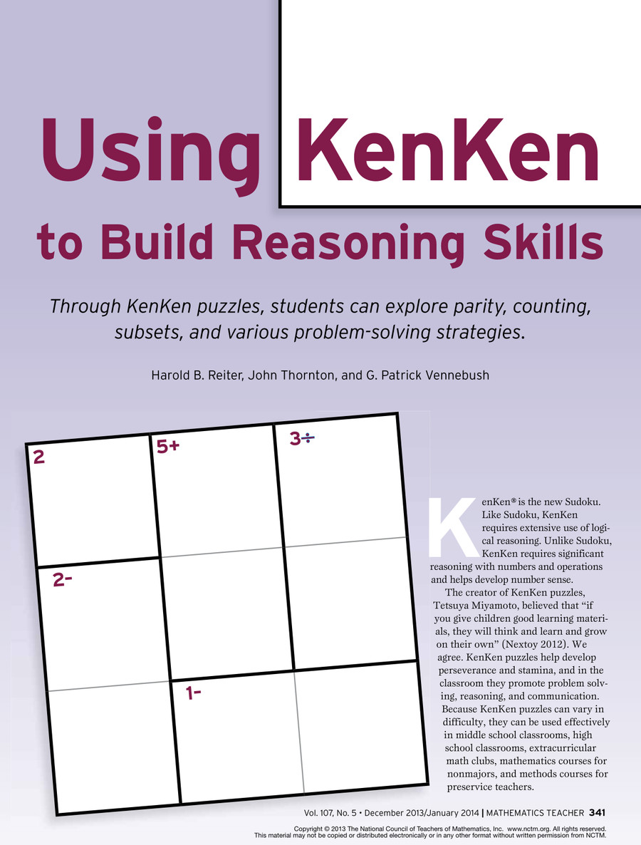 Using KenKen to Build Reasoning Skills by Eli Vernon - Flipsnack