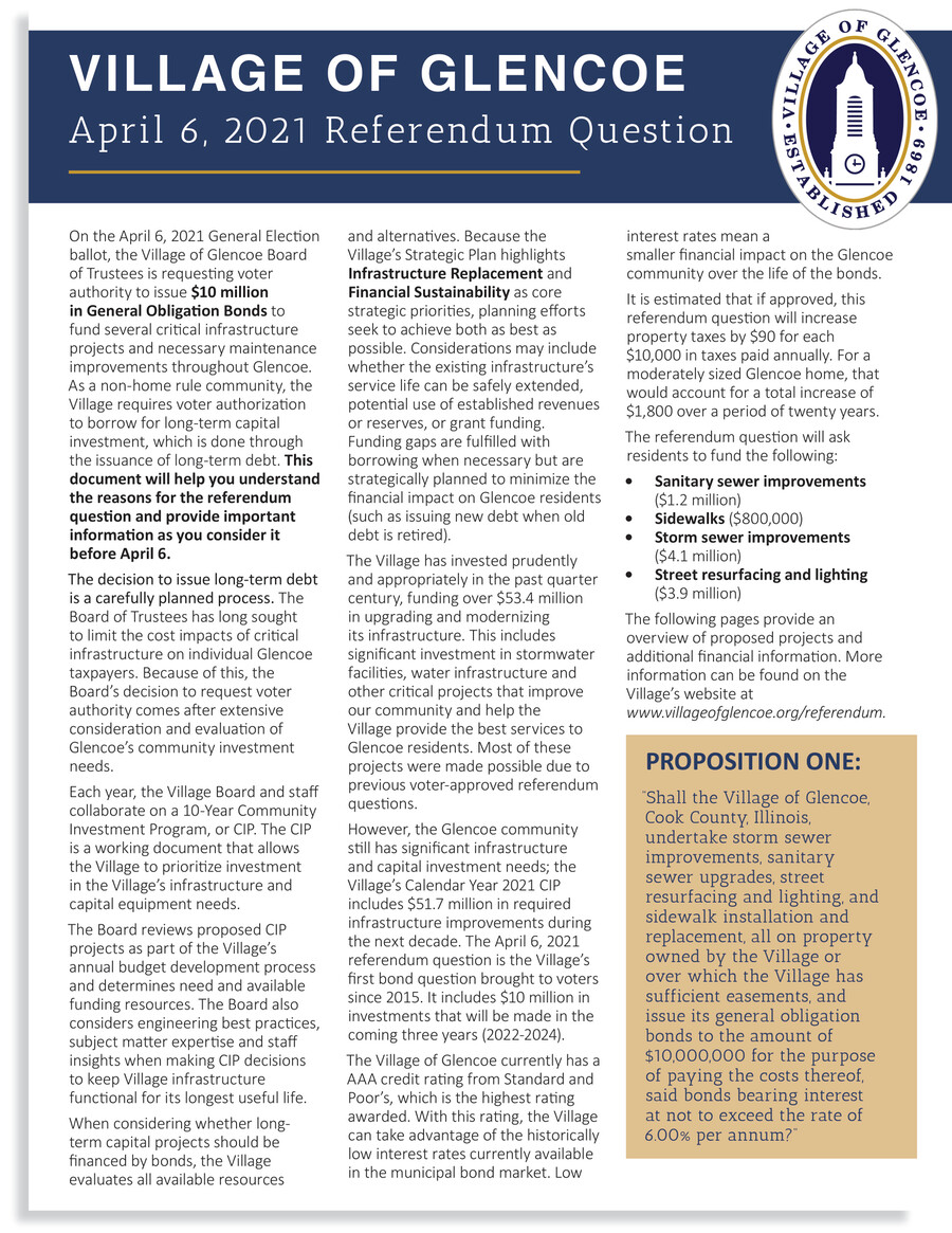 Village of Glencoe - 2021 Bond Referendum Mailer by Sammy Hanzel ...