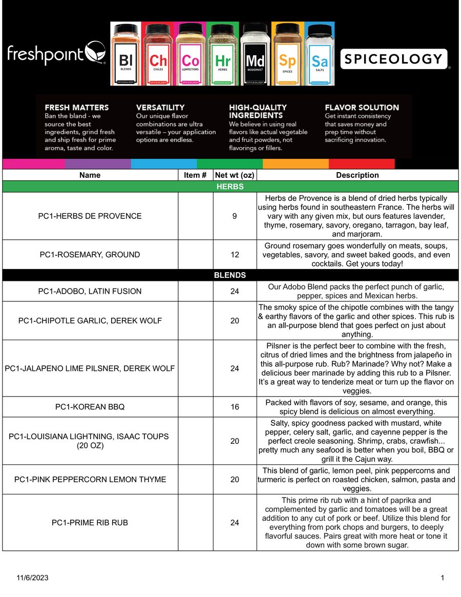 Spiceology x Freshpoint San Francisco Product Guide - 2023 - by ...