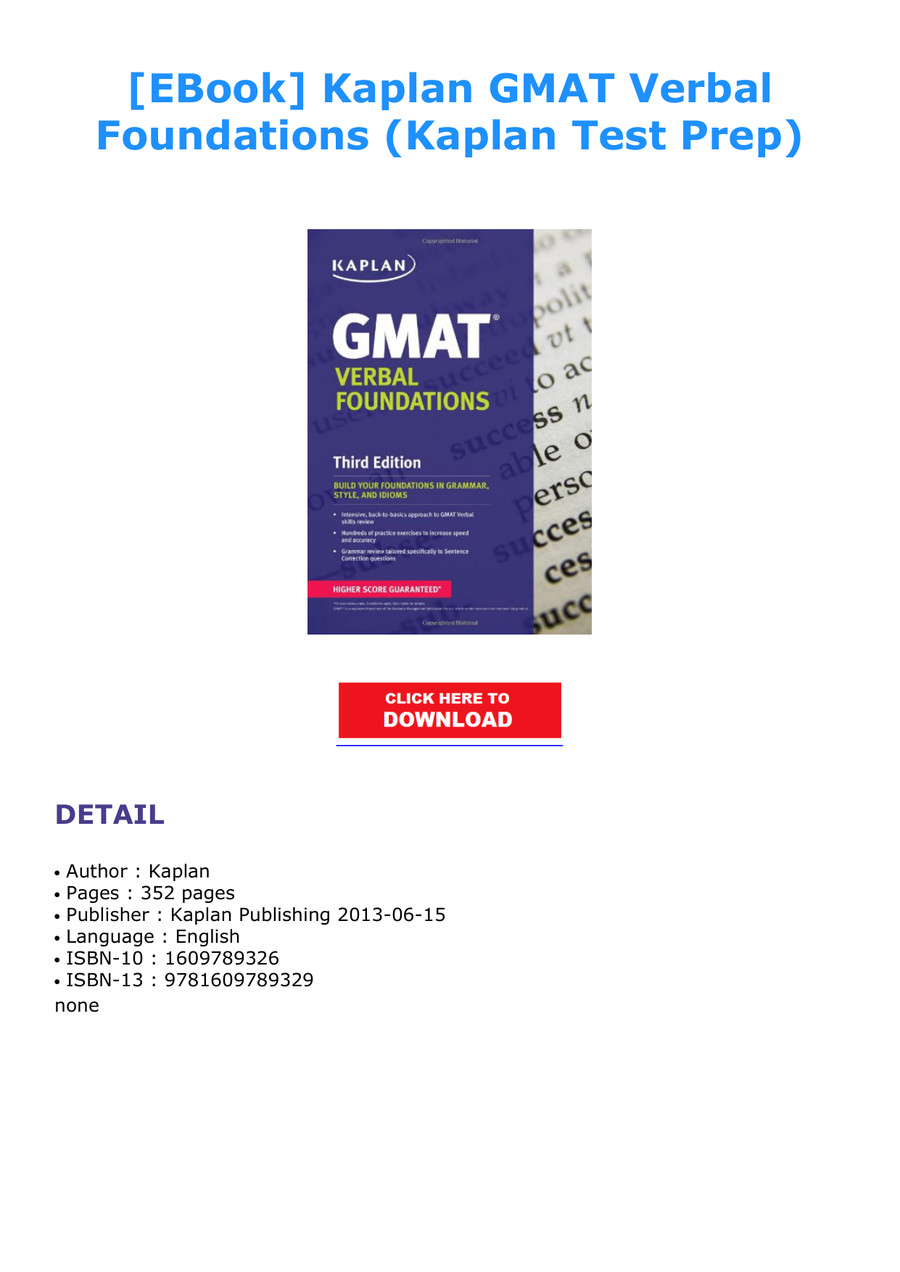 [EBook] Kaplan GMAT Verbal Foundations (Kaplan Test Prep) by getroyegni ...
