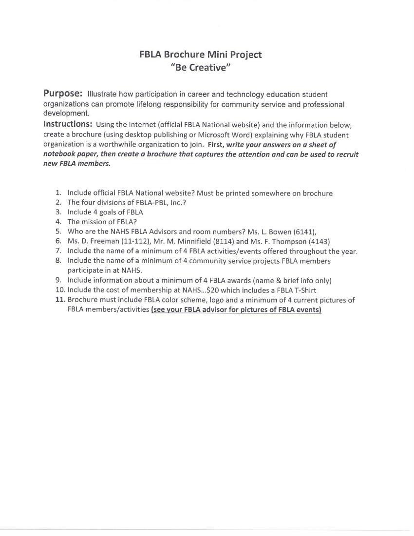 FBLA Brochure Project Minnifield by Marcus T Minnifield - Flipsnack