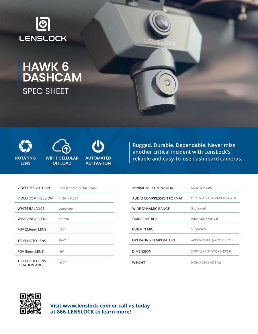 LensLock Hawk 6 Dashcam Spec Sheet by LensLock Inc - Flipsnack