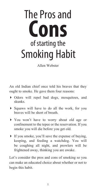 140-B-The Pros and Cons of Smoking by House to House Heart to Heart ...
