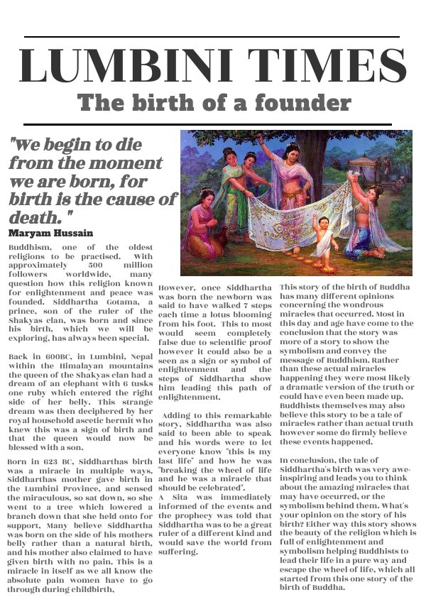 Story of Buddha Births - newspaper article by Maryam - Flipsnack